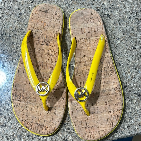 MICHAEL Michael Kors | Shoes | Michael Kors Gold Logo Yellow Jelly Cork ...